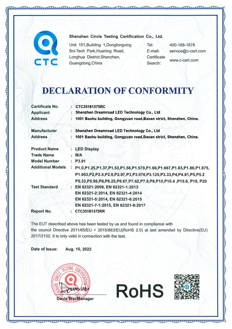 Dreamroad LED Certificates - dreamroadled